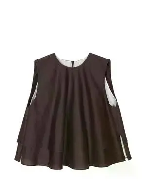 LESS A-line Double-layer Blouse - Brown