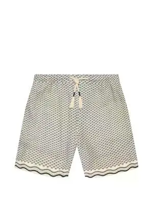 Orlebar Brown Sonoran Geometric-print Linen Deck Shorts - White