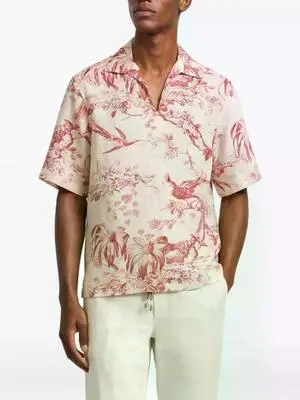 Orlebar Brown Vincent Floral-print Polo-collar Linen T-shirt - Pink