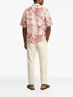 Orlebar Brown Vincent Floral-print Polo-collar Linen T-shirt - Pink