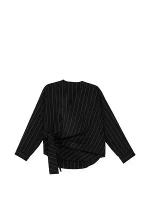 JNBY Pinstripe-pattern Tie-front Blouse - Black