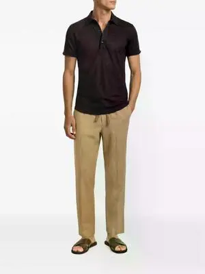 Orlebar Brown Sebastian Linen Polo Shirt - Brown