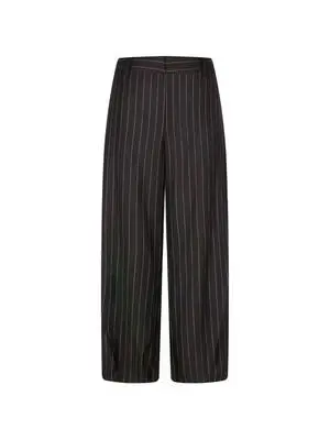 CROQUIS Cedar Pinstripe Curved-leg Trousers - Brown