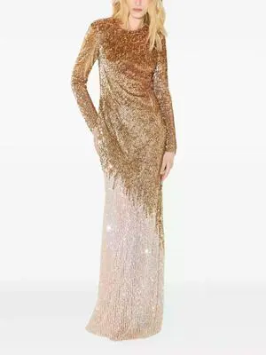 Elisabetta Franchi Red Carpet Dress In Metallic Tulle - Gold