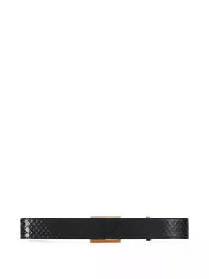 Elisabetta Franchi High-waist Leather Belt With Fish Scale Pattern And Gold Buckle