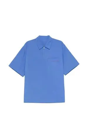 CROQUIS Embroidered-logo Camp-collar Polo Shirt - Blue