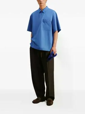 CROQUIS Embroidered-logo Camp-collar Polo Shirt - Blue