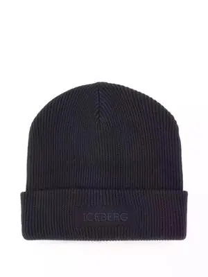Iceberg Ribbed-knit Embroidered Beanie Hat - Blue