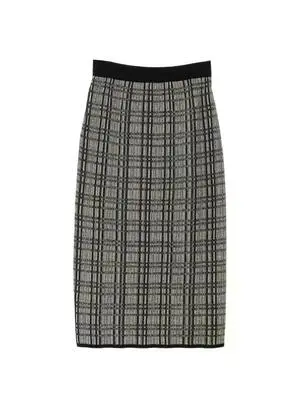 LESS Plaided Midi Skirt - Grey