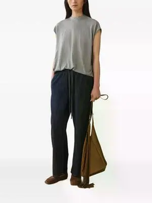 LESS Elastic Waist Jeans With Contrast Topstitching - Blue