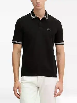 Armani Exchange Striped-trim Logo-print Polo Shirt