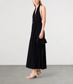 Maje Plunge Halterneck Midi Dress