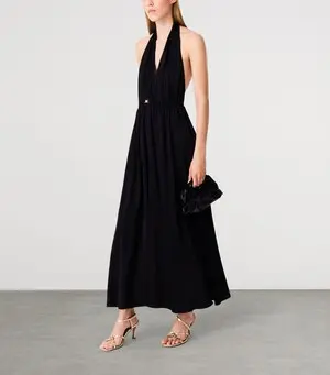 Maje Plunge Halterneck Midi Dress