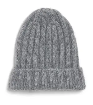 Johnstons Of Elgin Cashmere-silk Ribbed Beanie - Navy