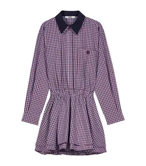 Maje Cotton Check Mini Shirt Dress - Red