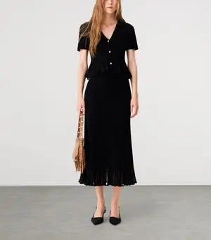 Maje Plissé Midi Skirt