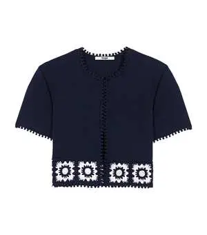 Maje Crochet-trim Cardigan - Blue