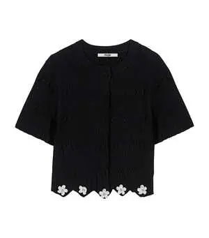 Maje Short-sleeve Daisy Cardigan - Black
