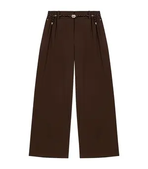 Maje Cropped Wide-leg Trousers - Brown