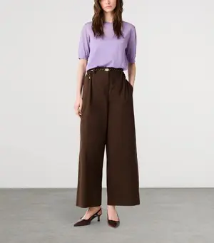 Maje Cropped Wide-leg Trousers