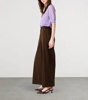 Maje Cropped Wide-leg Trousers