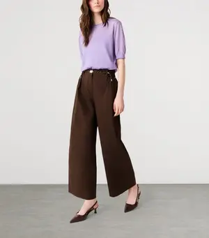Maje Cropped Wide-leg Trousers