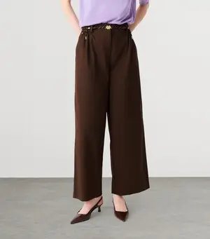 Maje Cropped Wide-leg Trousers
