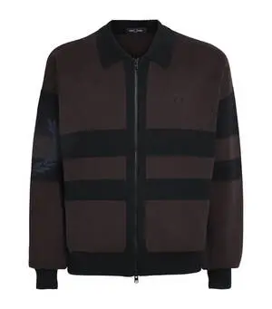 Fred Perry Cotton Stripe Zip-up Cardigan - Brown