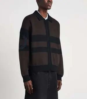 Fred Perry Cotton Stripe Zip-up Cardigan - Brown