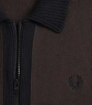 Fred Perry Cotton Stripe Zip-up Cardigan - Brown