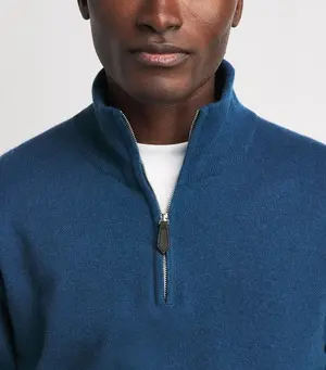 Johnstons Of Elgin Cashmere Quarter-zip Sweater - Blue