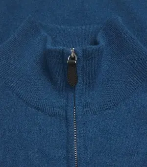 Johnstons Of Elgin Cashmere Quarter-zip Sweater - Blue