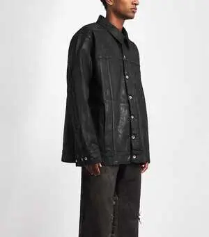 Rick Owens Jumbo Worker Leather Jacket - Black