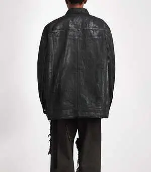 Rick Owens Jumbo Worker Leather Jacket - Black