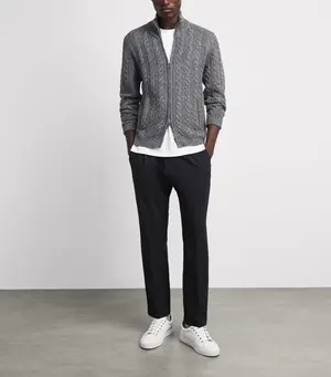 N.peal Cashmere Cable-knit Zip-up Cardigan