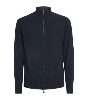 N.peal Organic Cashmere Knightsbridge Zip-up Cardigan - Navy