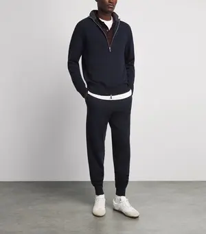 N.peal Organic Cashmere Knightsbridge Zip-up Cardigan - Navy