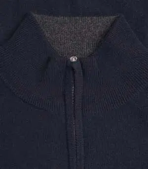 N.peal Organic Cashmere Knightsbridge Zip-up Cardigan - Navy