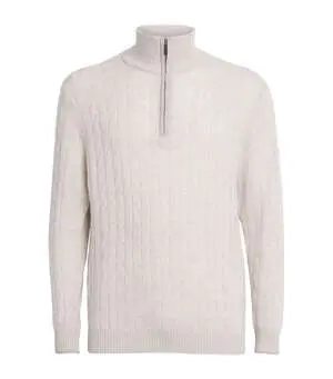 N.peal Organic Cashmere Albemarle Half-zip Sweater - Grey