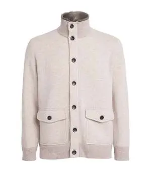 N.peal Cashmere Herringbone Jacket - Beige