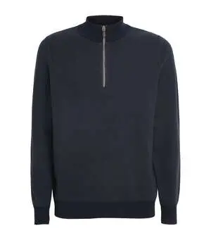 N.peal Cashmere Quarter-zip Temple Sweater - Navy
