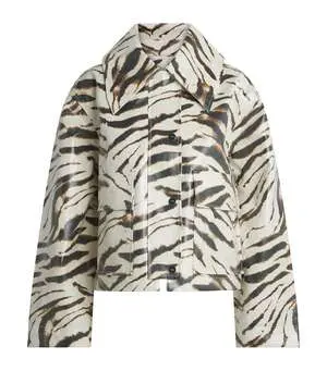 GANNI Laminated Zebra Jacket - Ivory