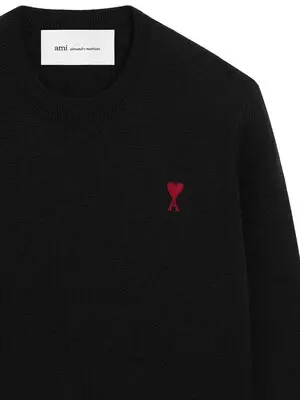 AMI Paris Crewneck Sweater With Logo Detail - Black