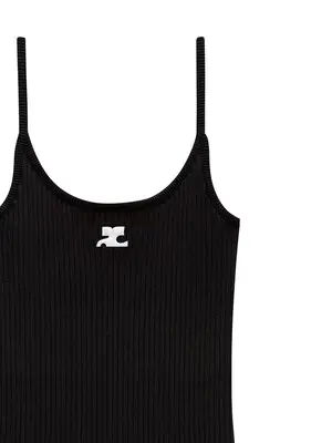 COURREGES Courrèges Ribbed Tank Top - Black