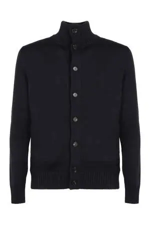 SLOWEAR Wool Cardigan With High Collar And Button Front