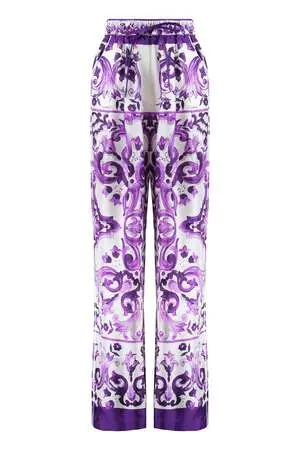 Dolce & Gabbana Printed Silk Twill Tailored Trousers