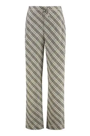 Burberry Check Motif Cotton Trousers For - Grey