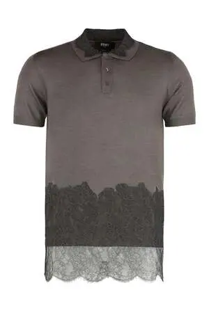 Fendi Cashmere Polo With Lace Appliqu - Turtledove