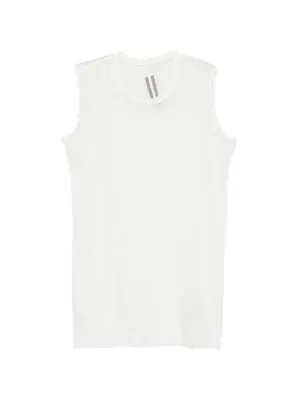 Rick Owens Ribbed Crew Neck Short-sleeve T-shirt With Raw Edges - Bianco