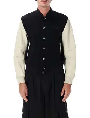 DIESEL® Wool-blend Bomber Jacket With Leather Sleeves